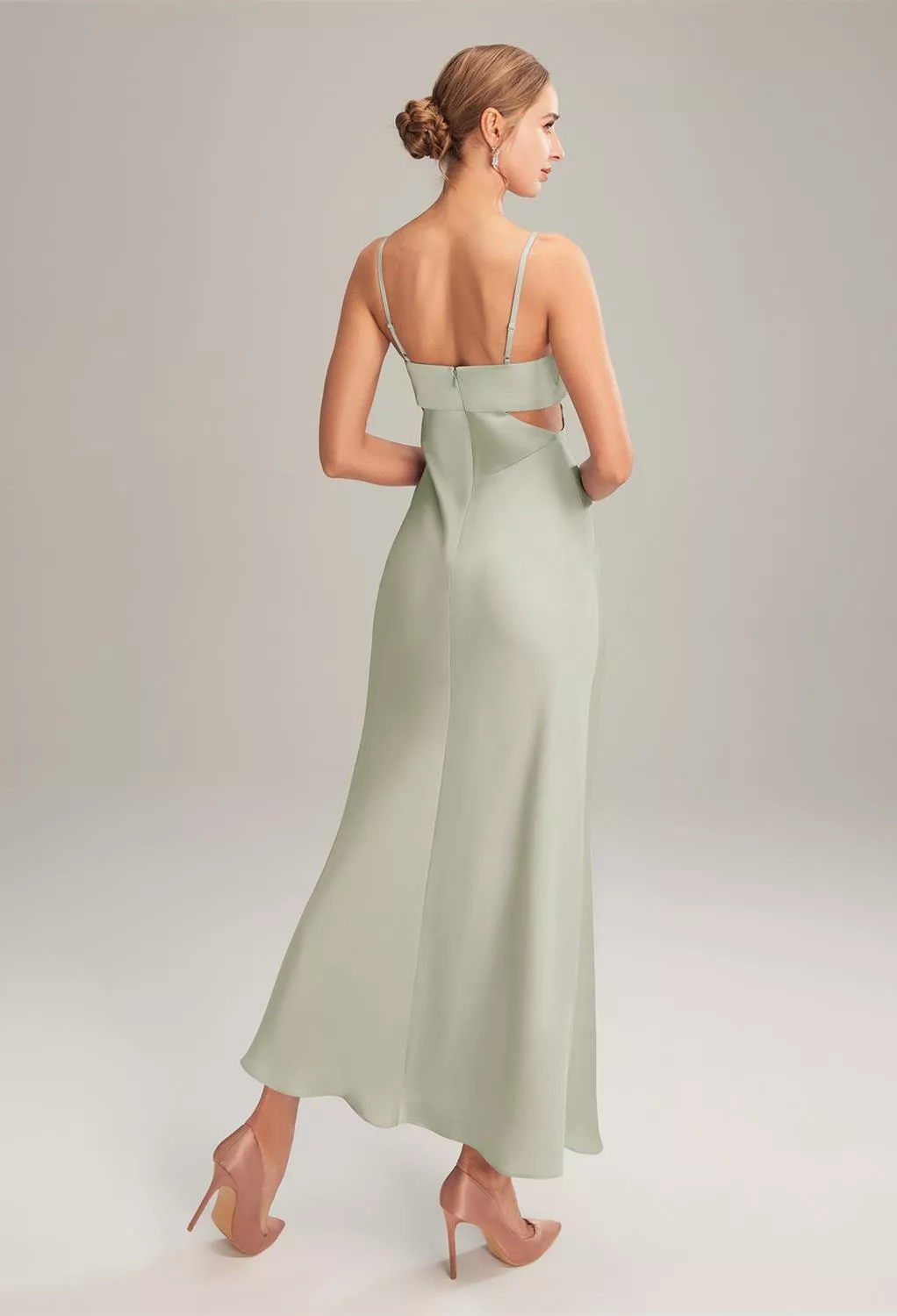 AW Dorcas Dress, Ivory Satin Charmeuse Floor Length One Shoulder ...