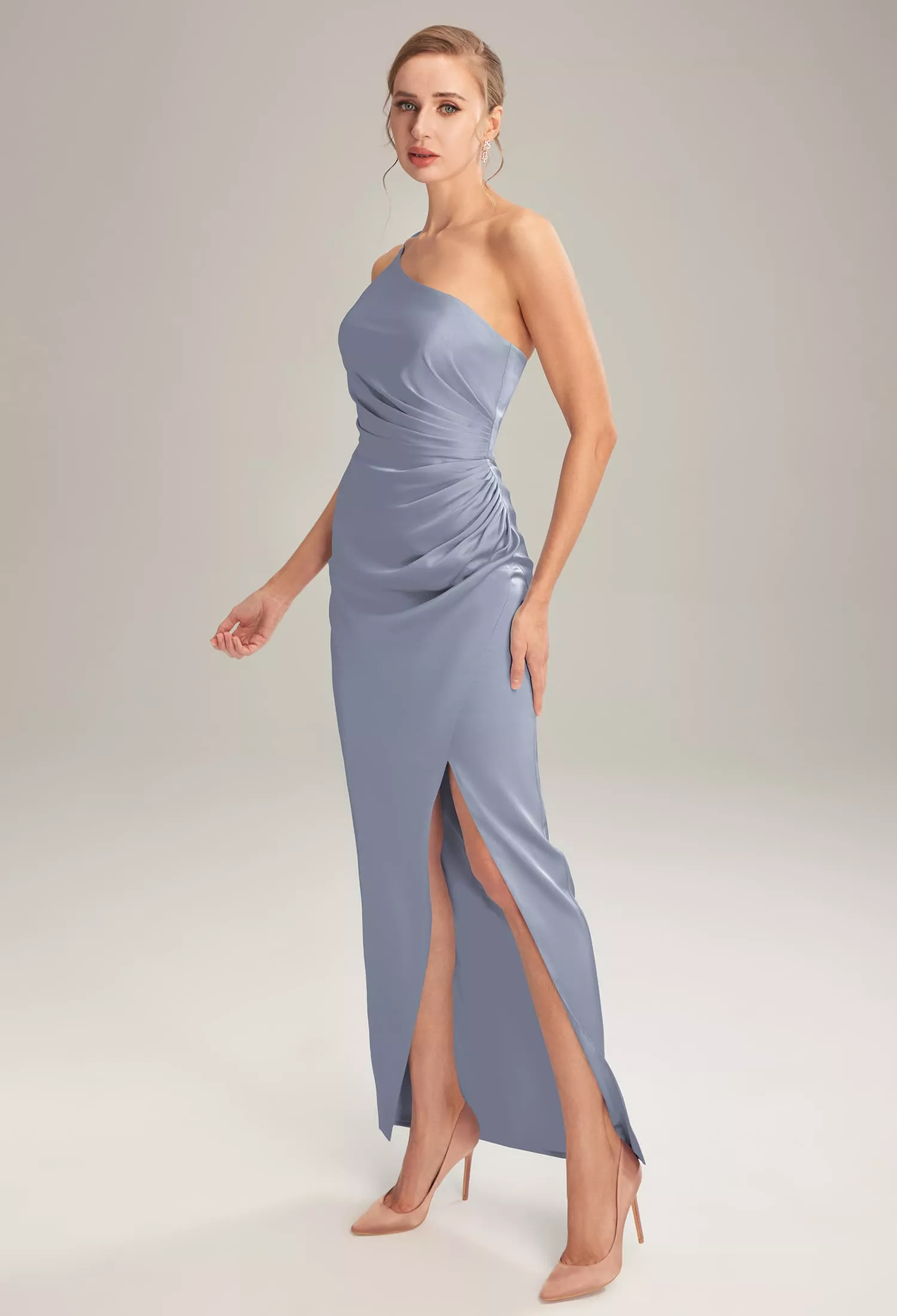 AW Dey Dress, Hunter Green Crystal Satin Satin Charmeuse Floor Length ...