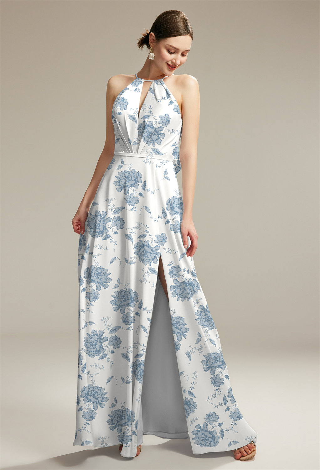 AW Maura Dress, Blushing Peonies Crystal Satin Satin Charmeuse Floor ...