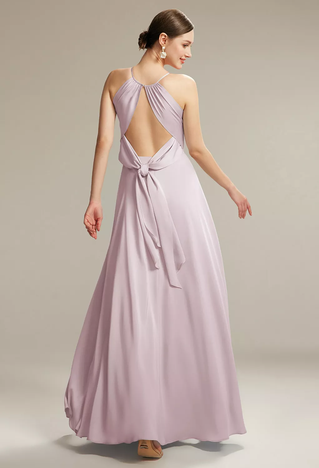AW Energico Dress, Light Gold Crystal Satin Satin Charmeuse Floor ...