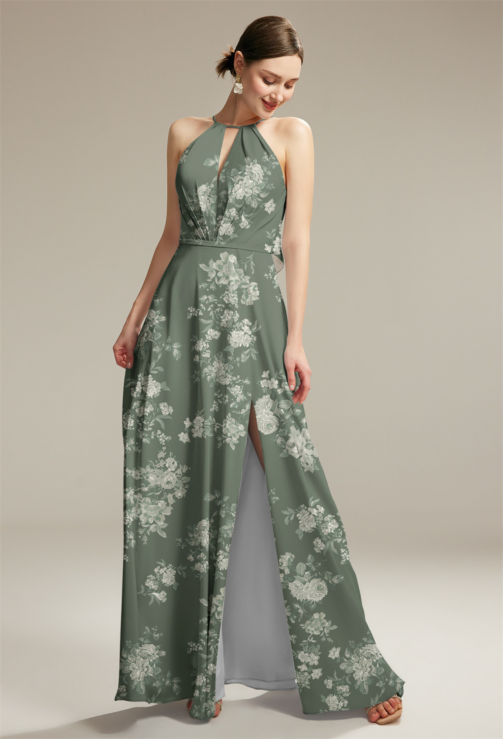 AW Rohan Dress, Fennel Seed Crystal Satin Satin Charmeuse Floor Length ...