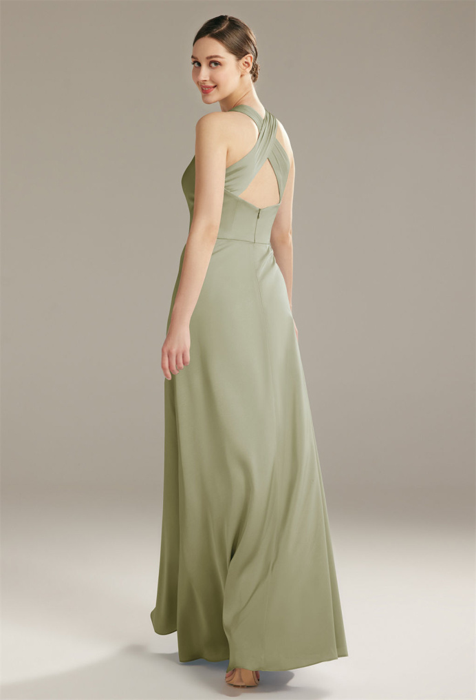 AW Dey Dress, Hunter Green Crystal Satin Satin Charmeuse Floor Length ...