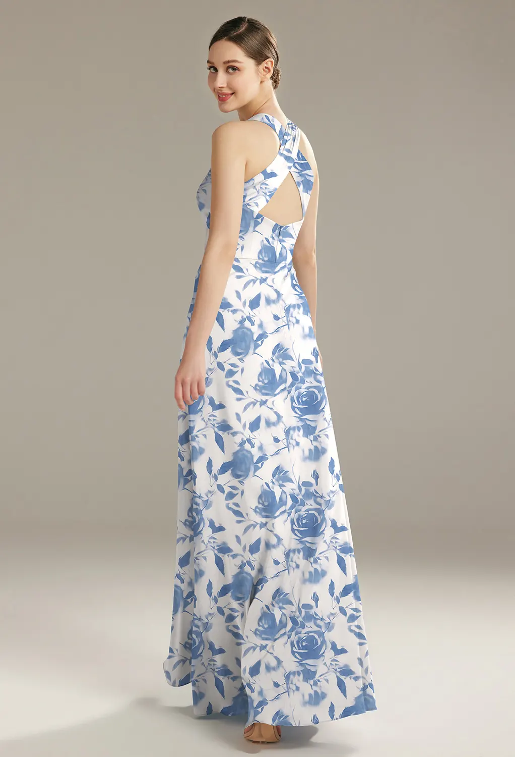 AW Maura Dress, Blushing Peonies Crystal Satin Satin Charmeuse Floor ...