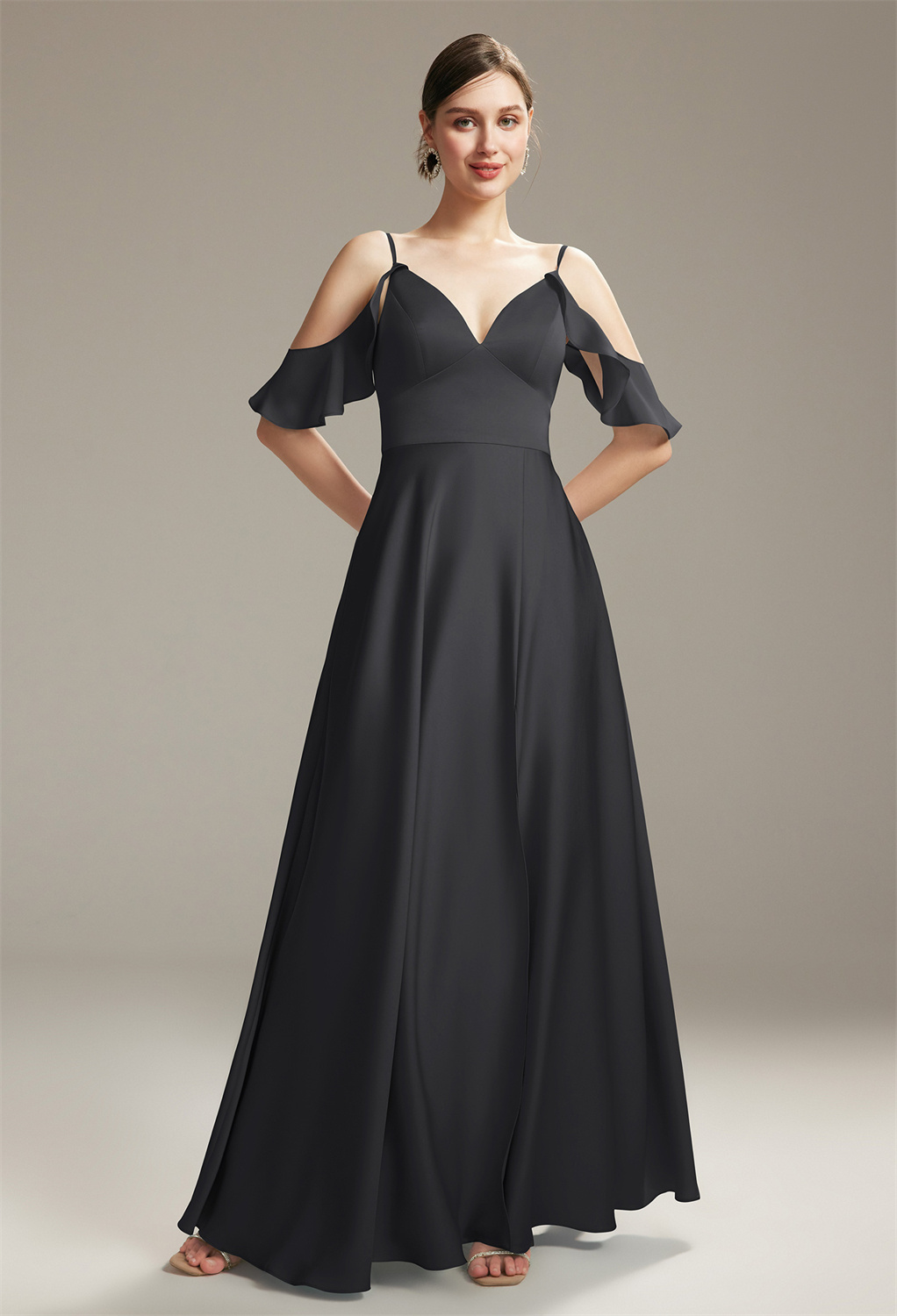 AW Dey Dress, Hunter Green Crystal Satin Satin Charmeuse Floor Length ...