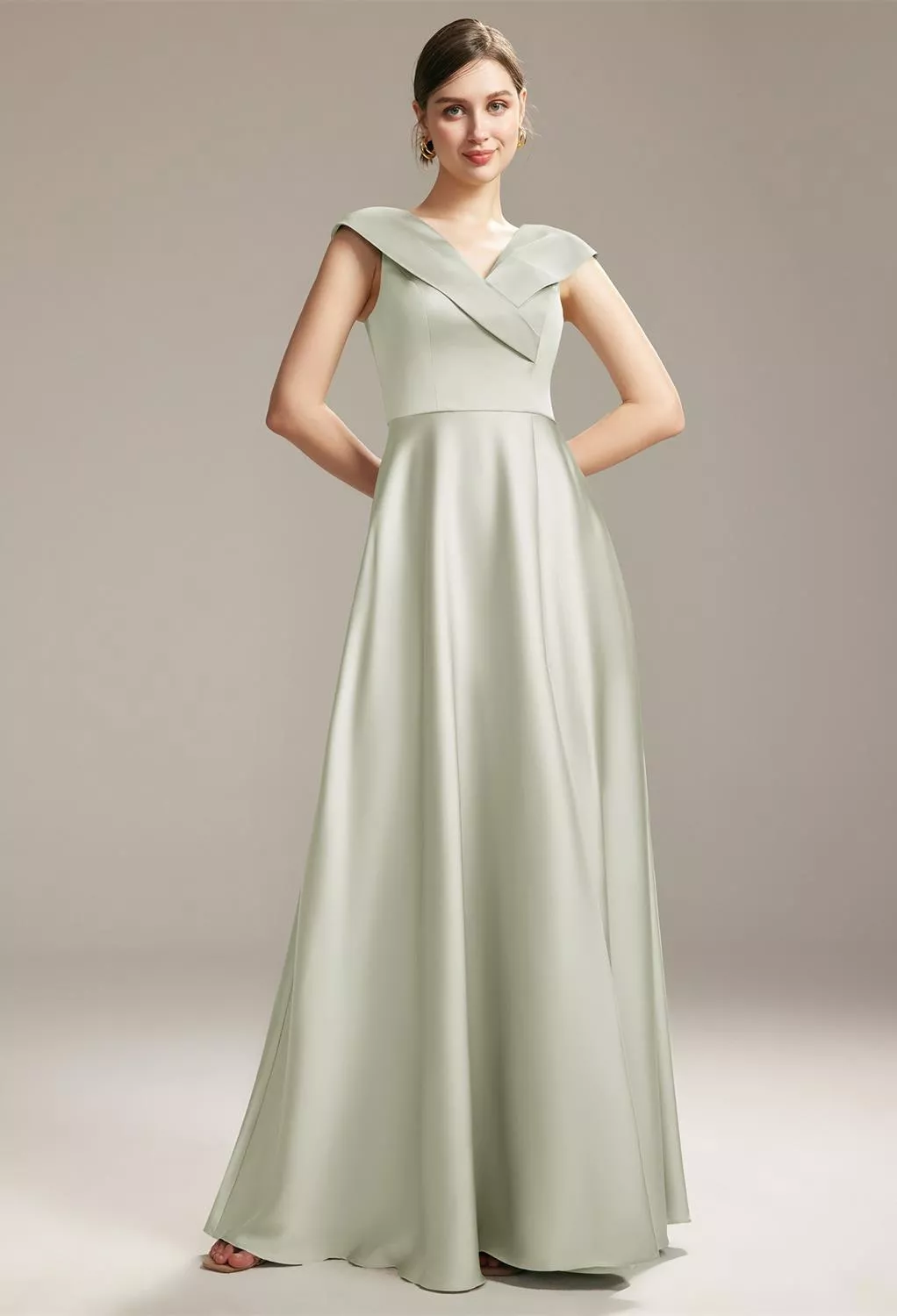 AW Dorcas Dress, Ivory Satin Charmeuse Floor Length One Shoulder ...