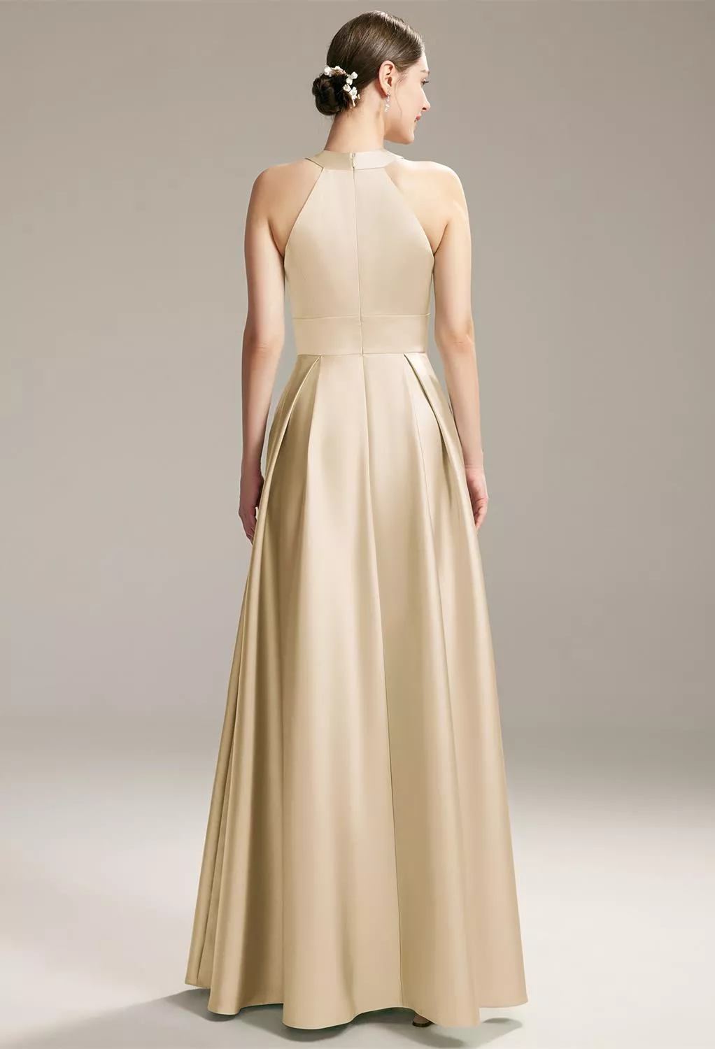 AW Meggie Dress, Baby Blue Crystal Satin Satin Charmeuse Floor Length ...