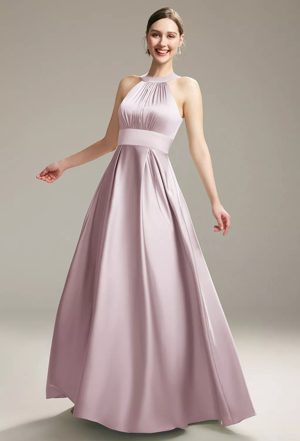 AW Energico Dress, Light Gold Crystal Satin Satin Charmeuse Floor ...