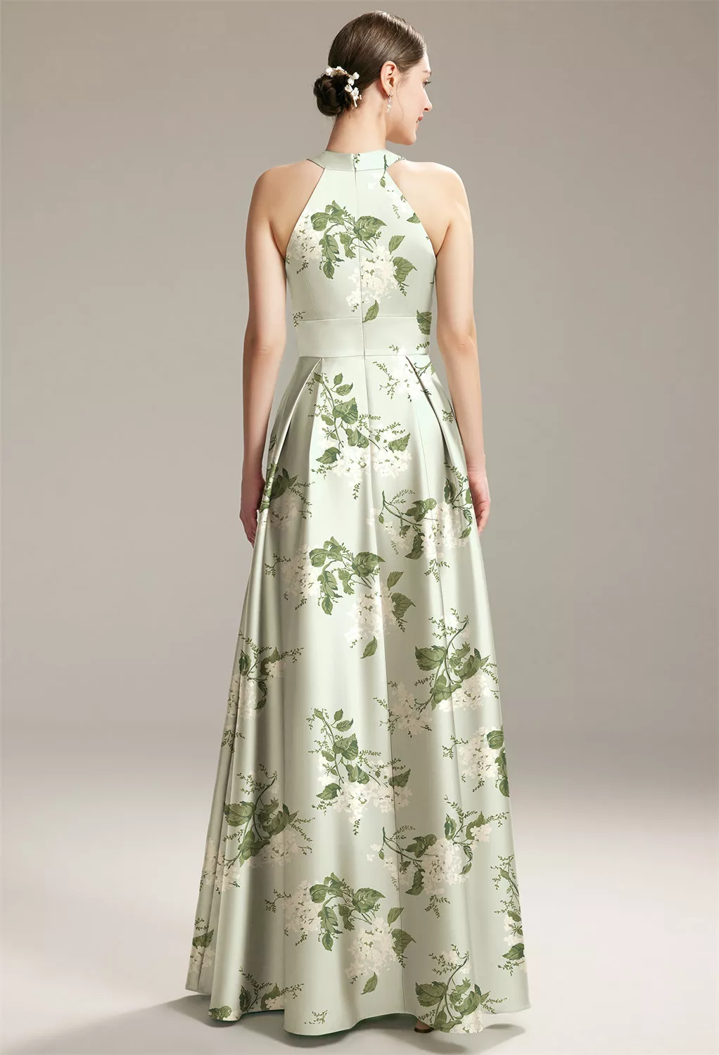 AW Asa Dress, Sage Green Crystal Satin Satin Charmeuse Tea Length ...