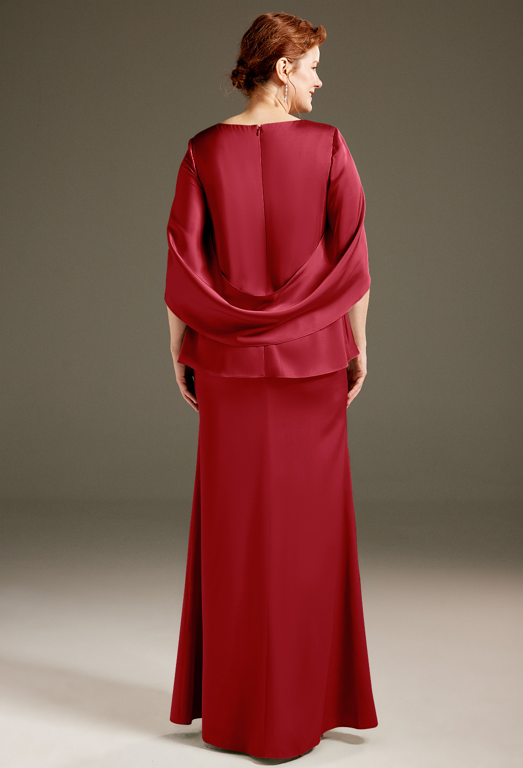 AW Caesar Dress, Mist Satin Charmeuse Floor Length Bateau Neckline ...