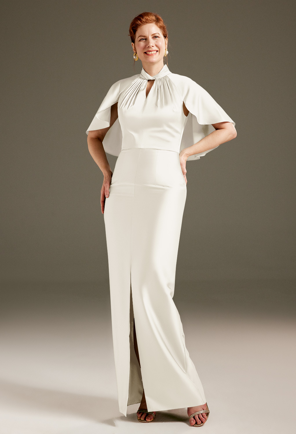 AW Dey Dress, Hunter Green Crystal Satin Satin Charmeuse Floor Length ...