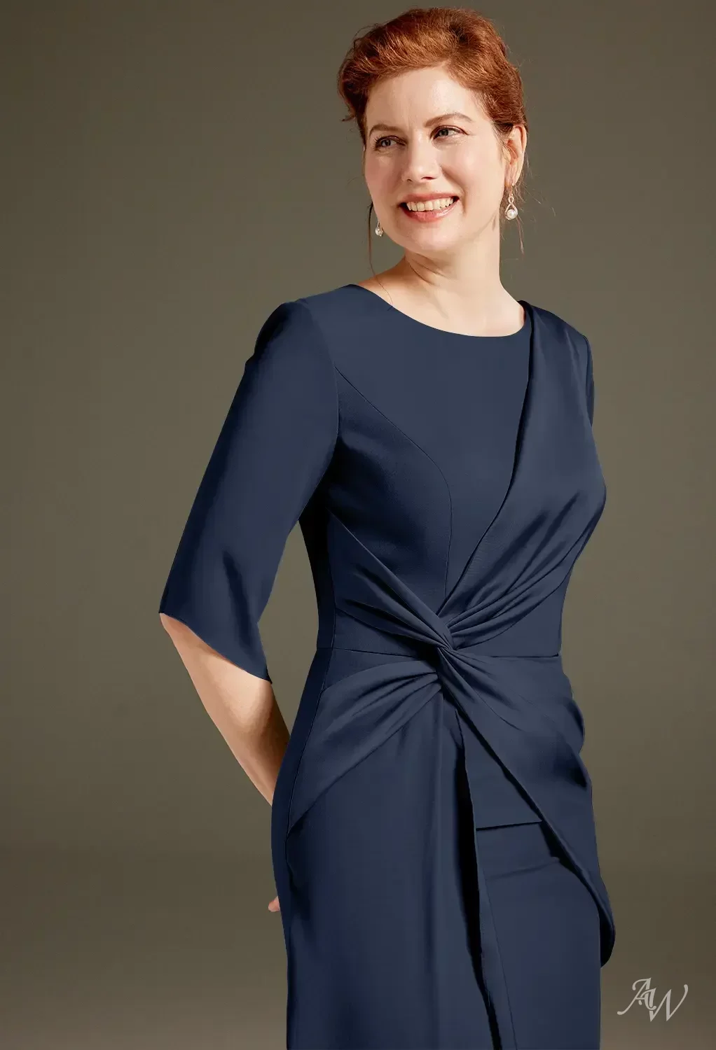 AW Caesar Dress, Mist Satin Charmeuse Floor Length Bateau Neckline Mother of the Bride Dresses ...