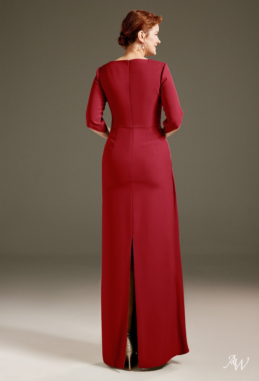 AW Caesar Dress, Mist Satin Charmeuse Floor Length Bateau Neckline ...