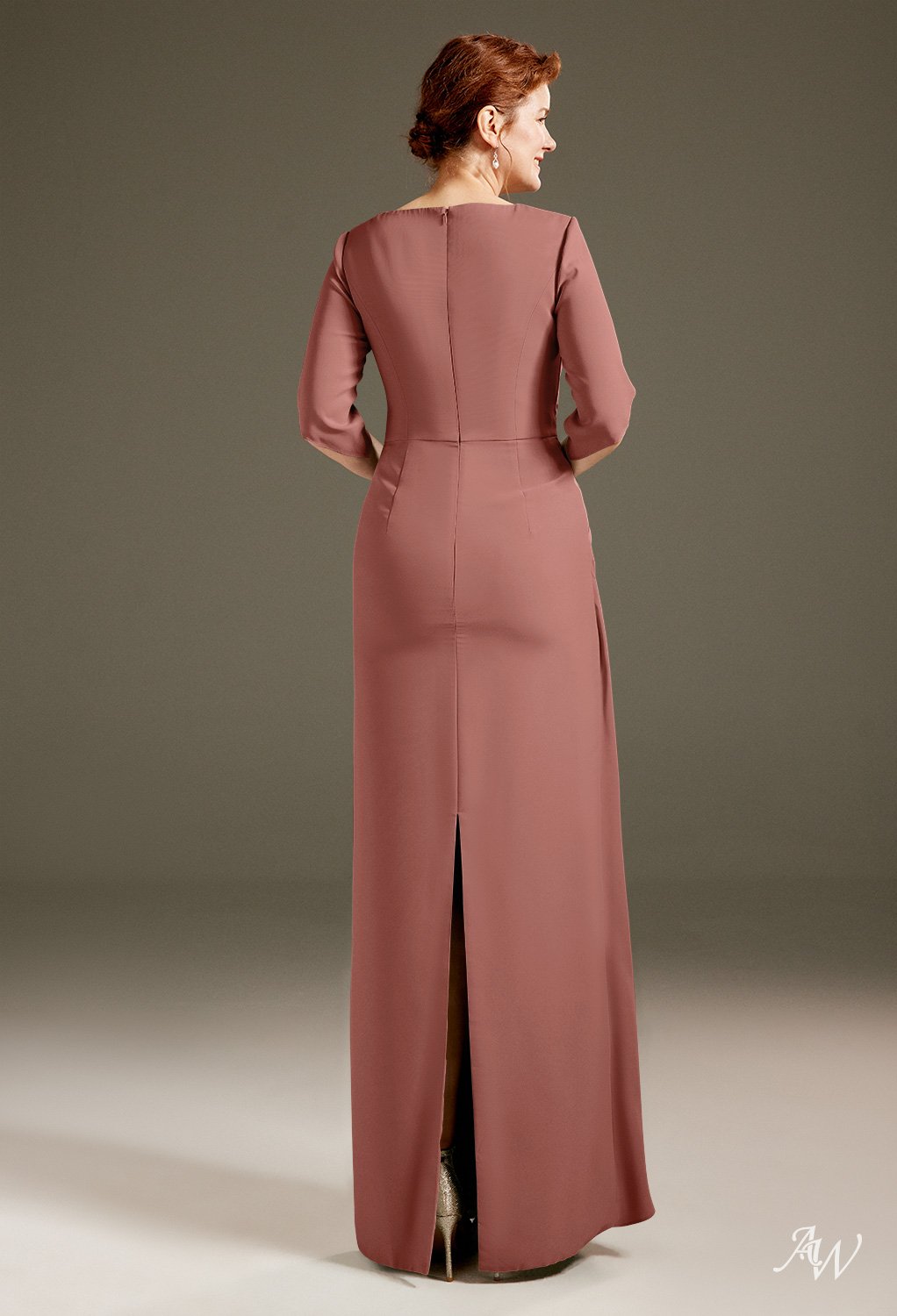 AW Caesar Dress, Mist Satin Charmeuse Floor Length Bateau Neckline ...