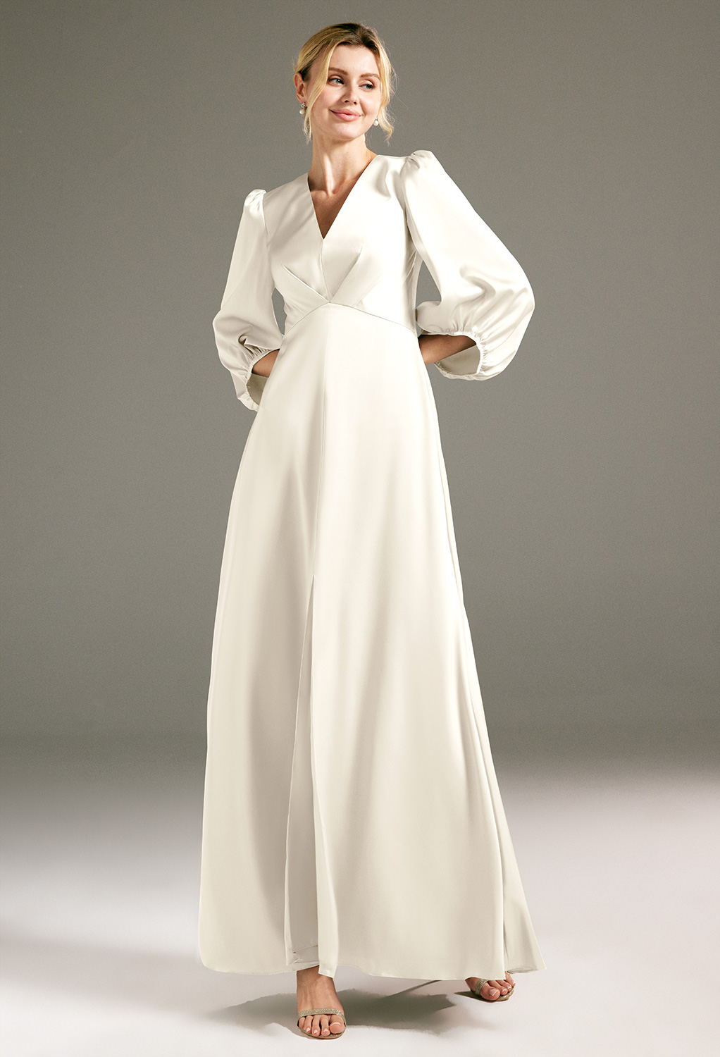 AW Asa Dress, Sage Green Crystal Satin Satin Charmeuse Tea Length ...