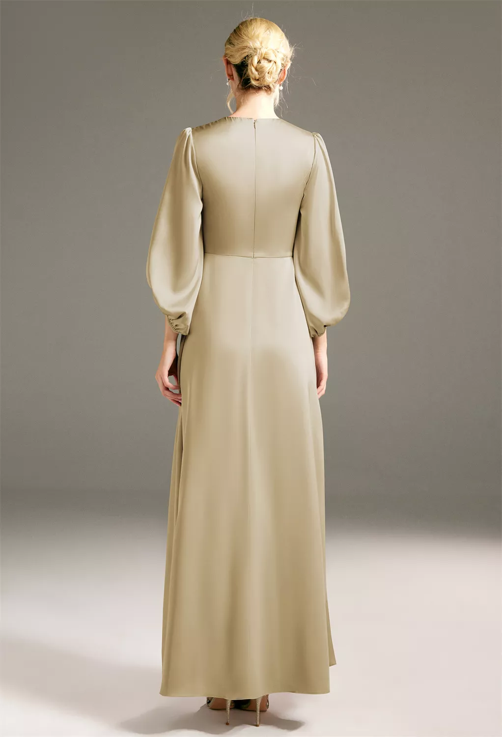AW Asa Dress, Sage Green Crystal Satin Satin Charmeuse Tea Length ...
