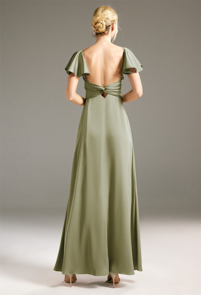 AW Dey Dress, Hunter Green Crystal Satin Satin Charmeuse Floor Length ...