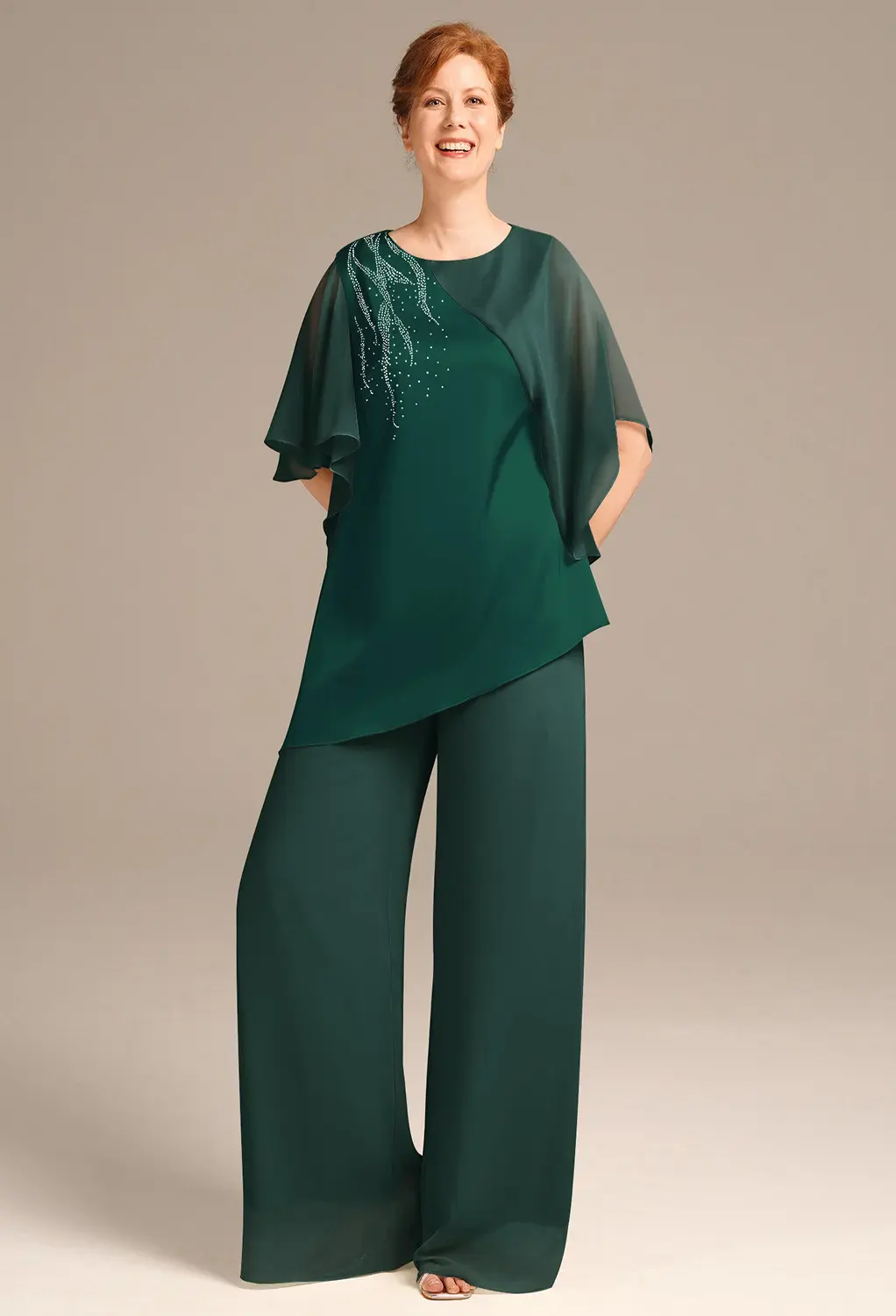 AW Fernanda Dress, Dusty Rose Chiffon Tea Length V-Neck Mother of the ...