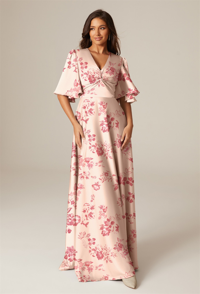 AW Asa Dress, Sage Green Crystal Satin Satin Charmeuse Tea Length ...