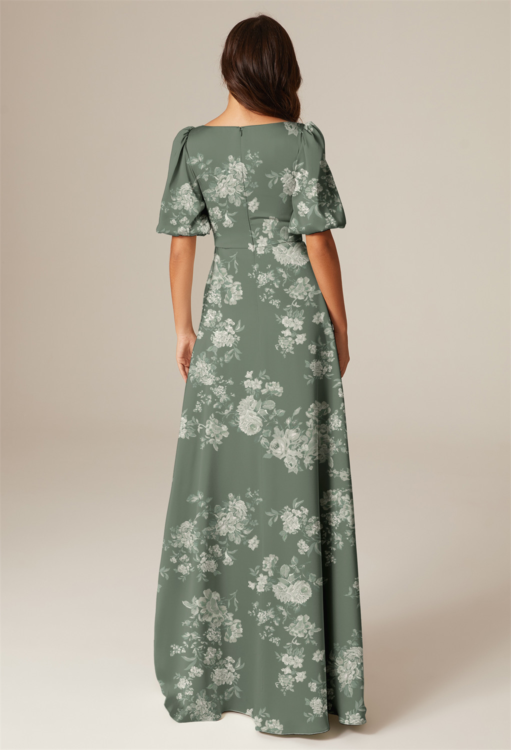 AW Rohan Dress, Fennel Seed Crystal Satin Satin Charmeuse Floor Length ...