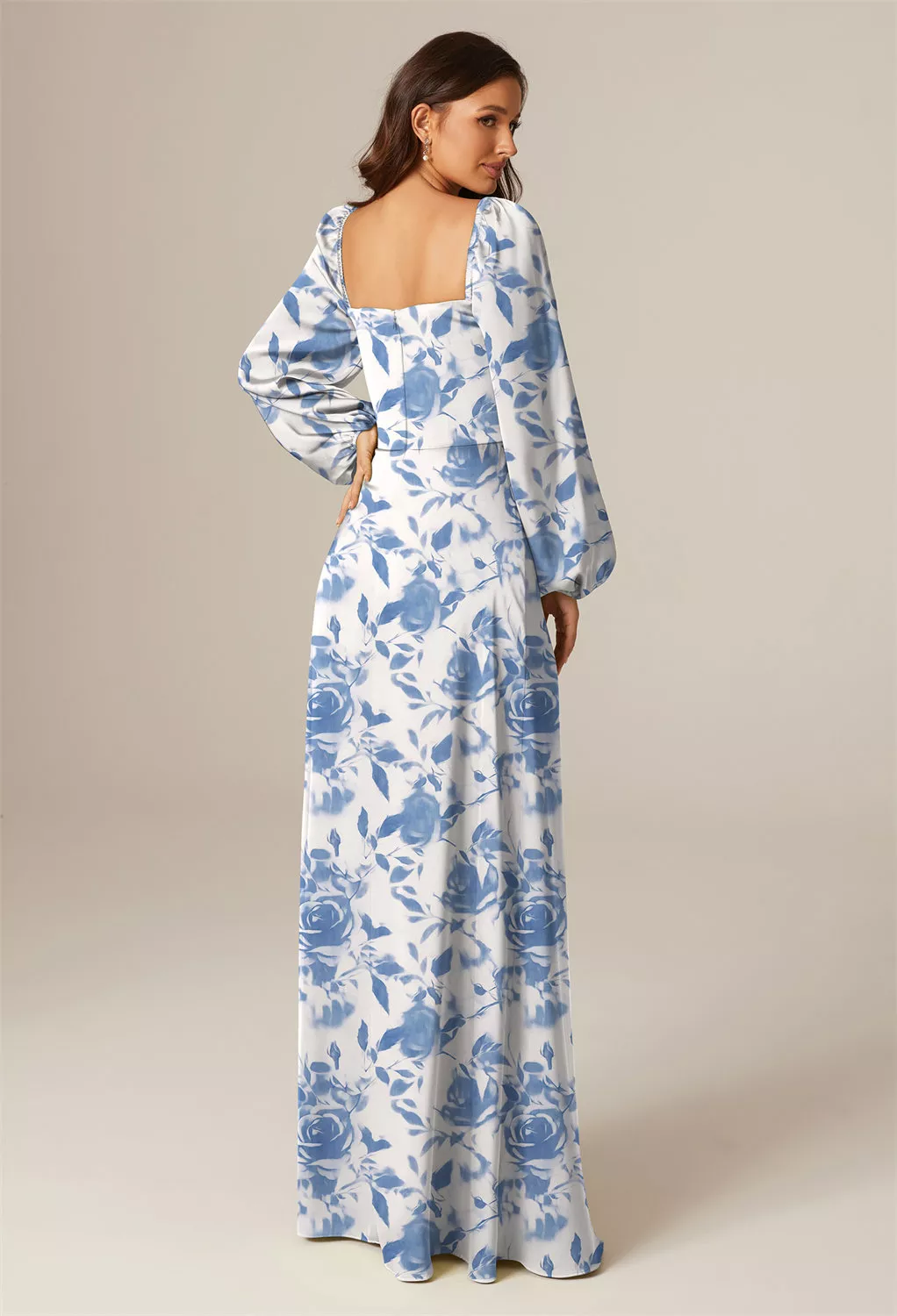 AW Maura Dress, Blushing Peonies Crystal Satin Satin Charmeuse Floor ...