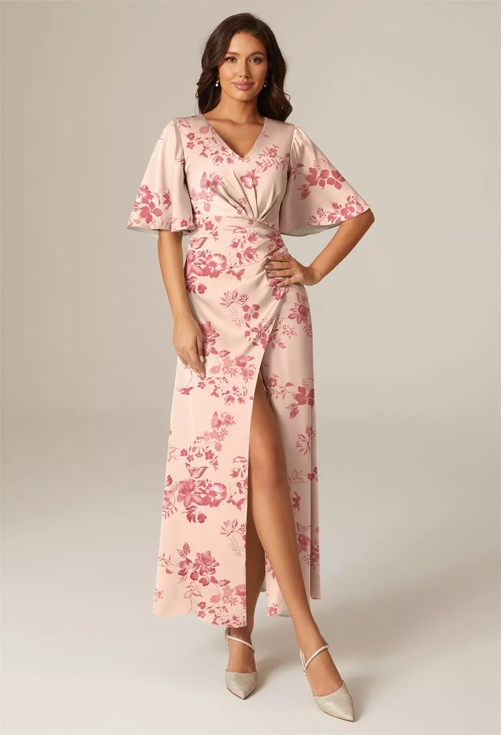 AW Asa Dress, Sage Green Crystal Satin Satin Charmeuse Tea Length ...