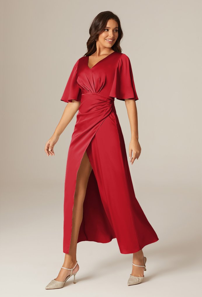 AW Asa Dress, Sage Green Crystal Satin Satin Charmeuse Tea Length ...