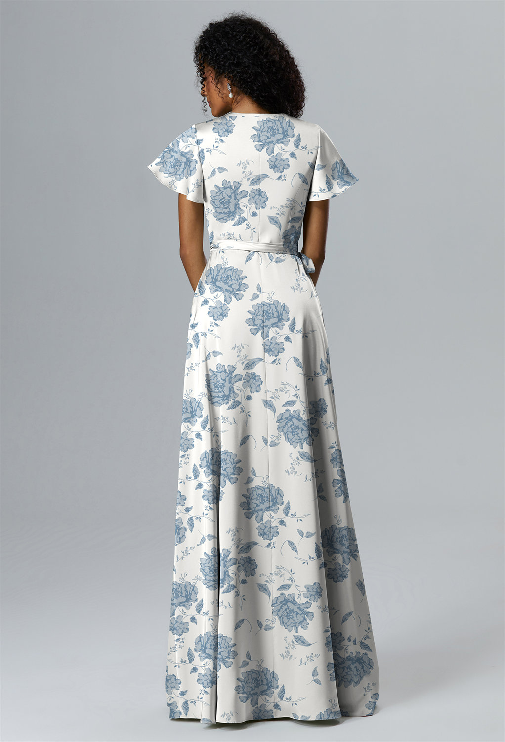 AW Maura Dress, Blushing Peonies Crystal Satin Satin Charmeuse Floor ...