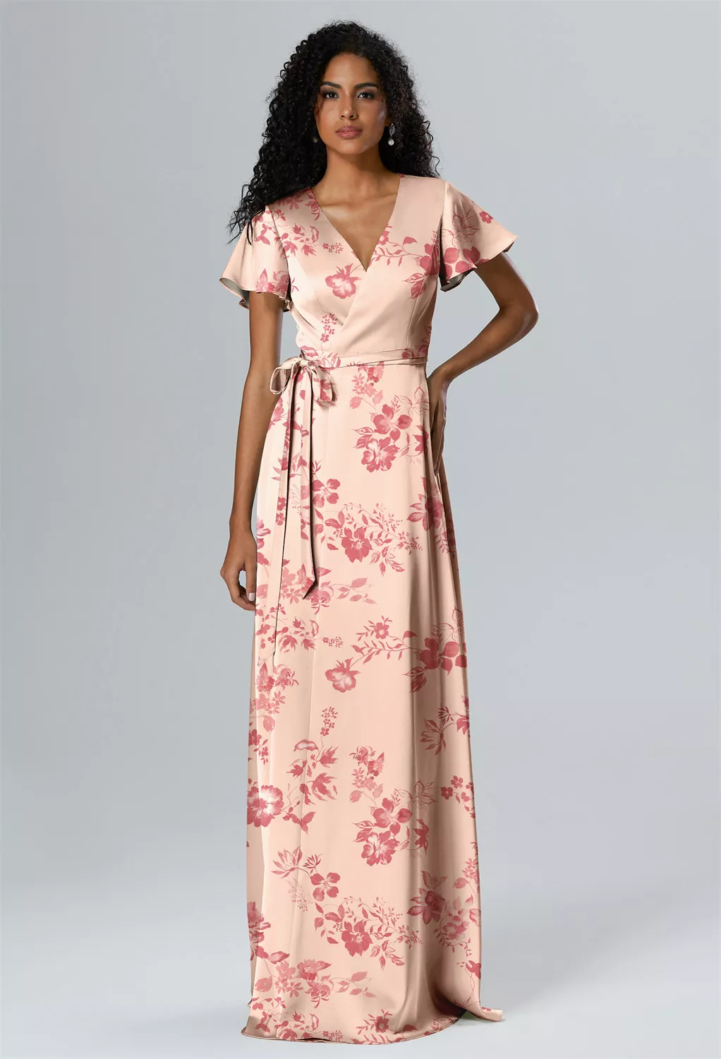 AW Largo Dress, Blushing Peonies Crystal Satin Satin Charmeuse Floor ...