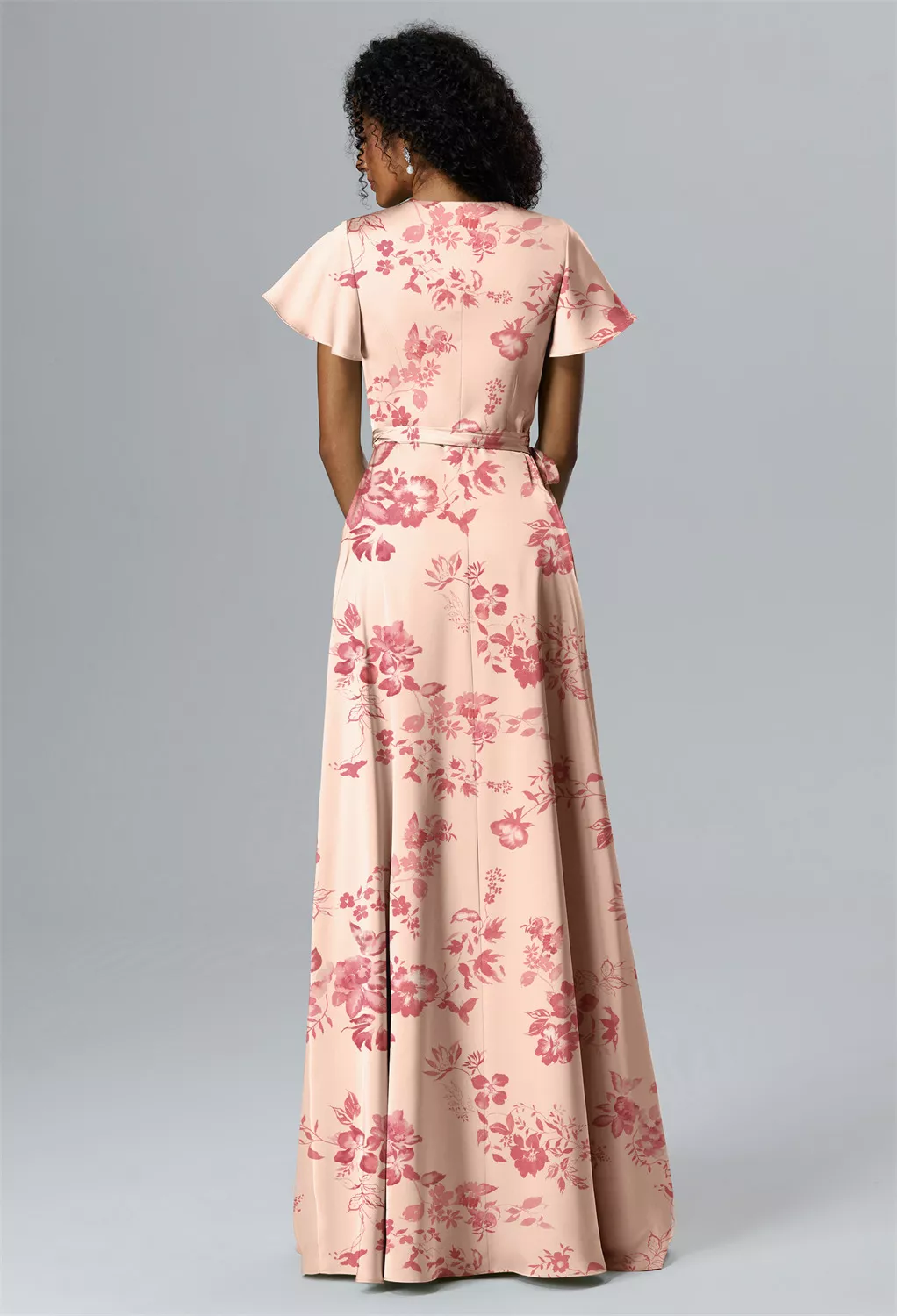 AW Largo Dress, Blushing Peonies Crystal Satin Satin Charmeuse Floor ...