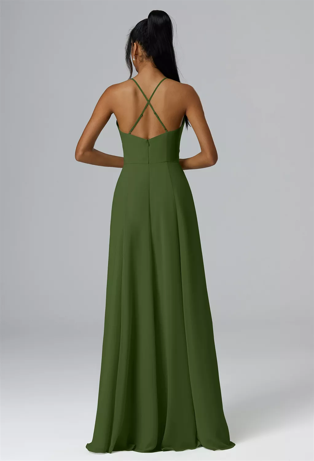 AW Arabella Dress, Dark Navy Chiffon Floor Length Sweetheart Neckline ...
