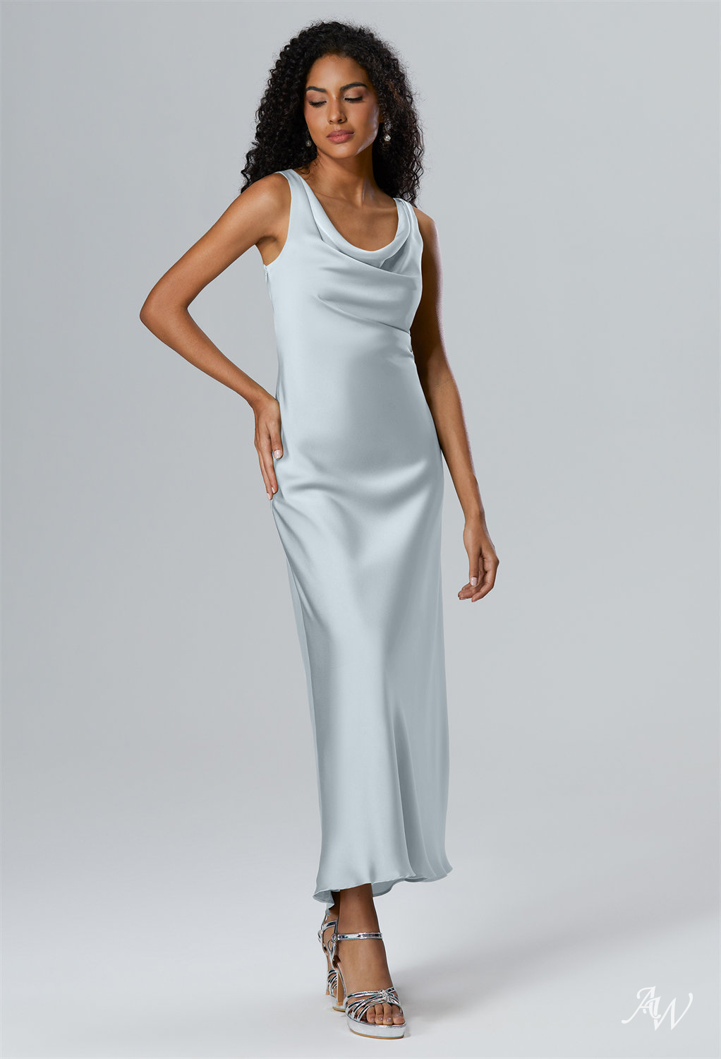 AW Ottilie Dress, Fennel Seed Crystal Satin Satin Charmeuse Ankle ...