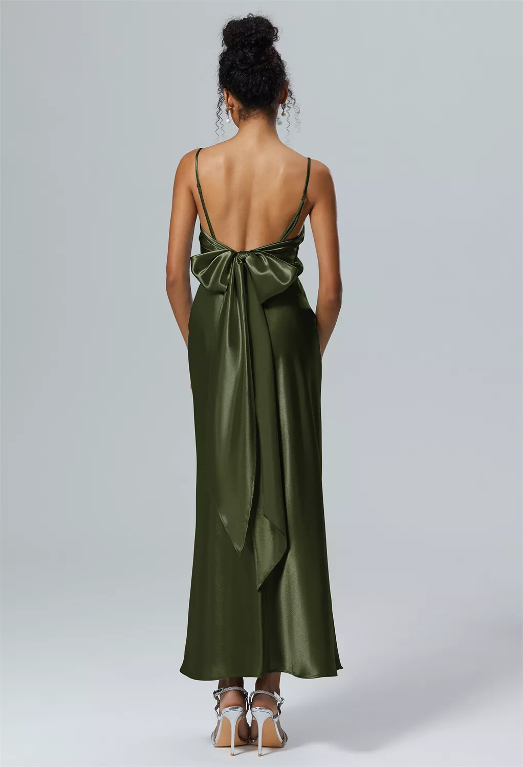 AW Zenaida Dress, Champagne Crystal Satin Satin Charmeuse Floor Length ...