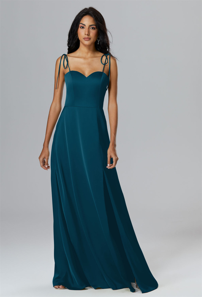AW Dey Dress, Hunter Green Crystal Satin Satin Charmeuse Floor Length ...