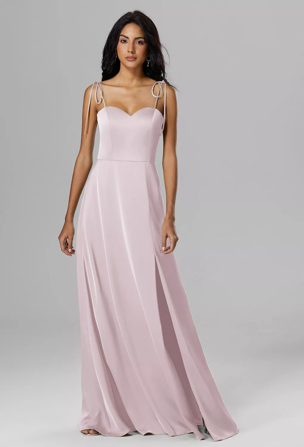 AW Energico Dress, Light Gold Crystal Satin Satin Charmeuse Floor ...