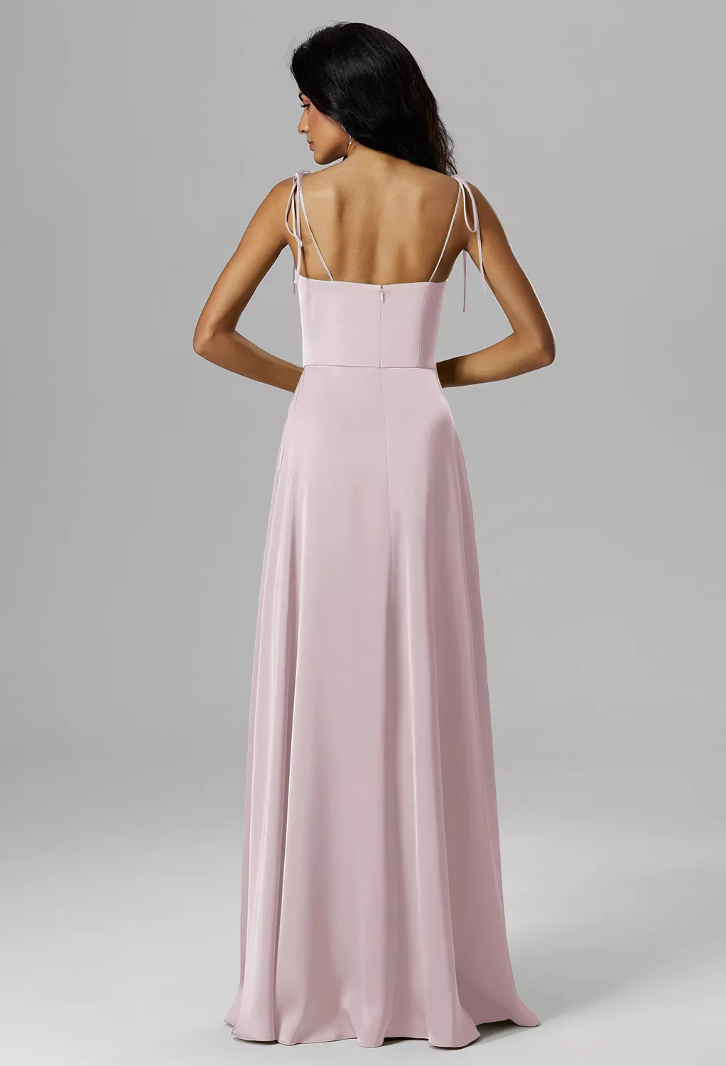 AW Energico Dress, Light Gold Crystal Satin Satin Charmeuse Floor ...