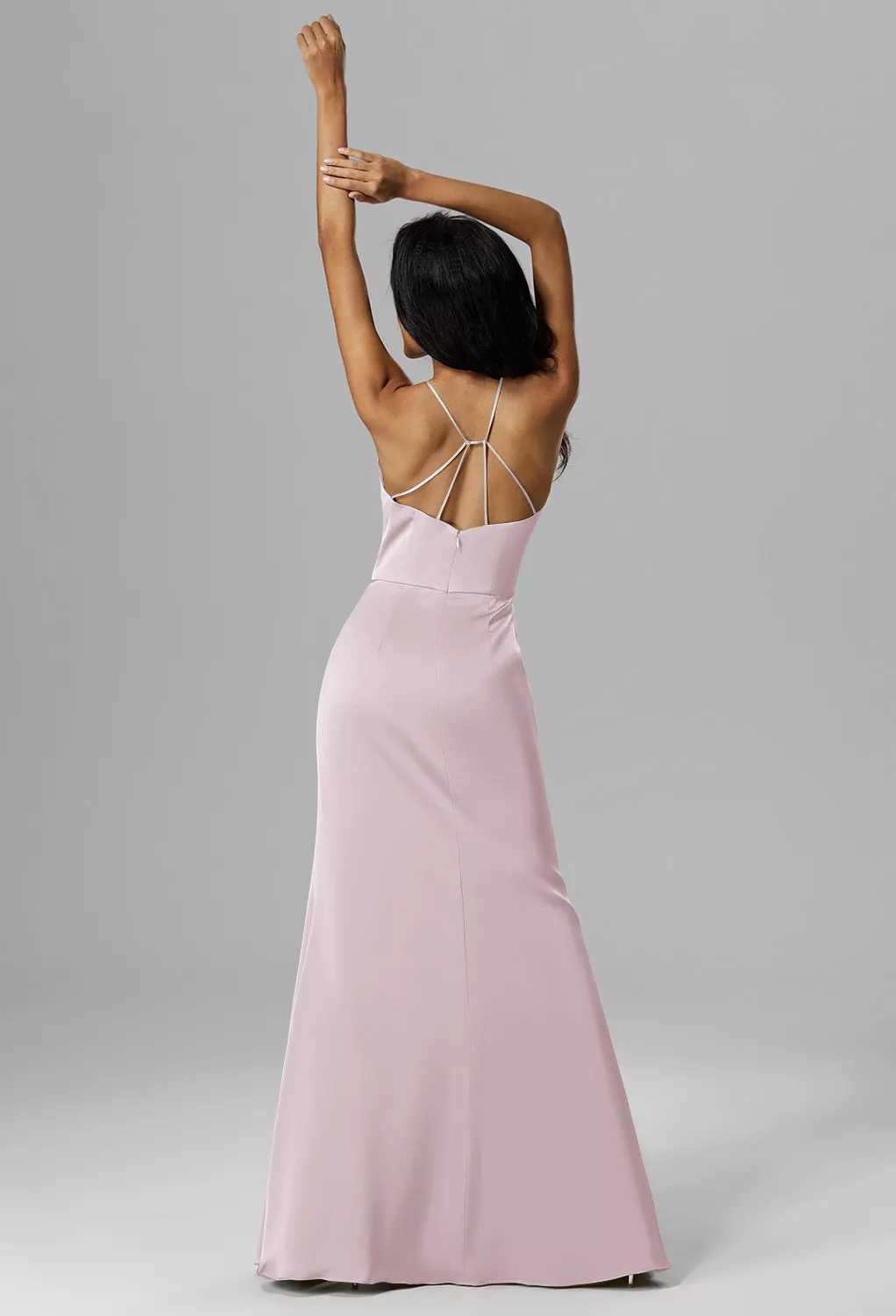 AW Energico Dress, Light Gold Crystal Satin Satin Charmeuse Floor ...
