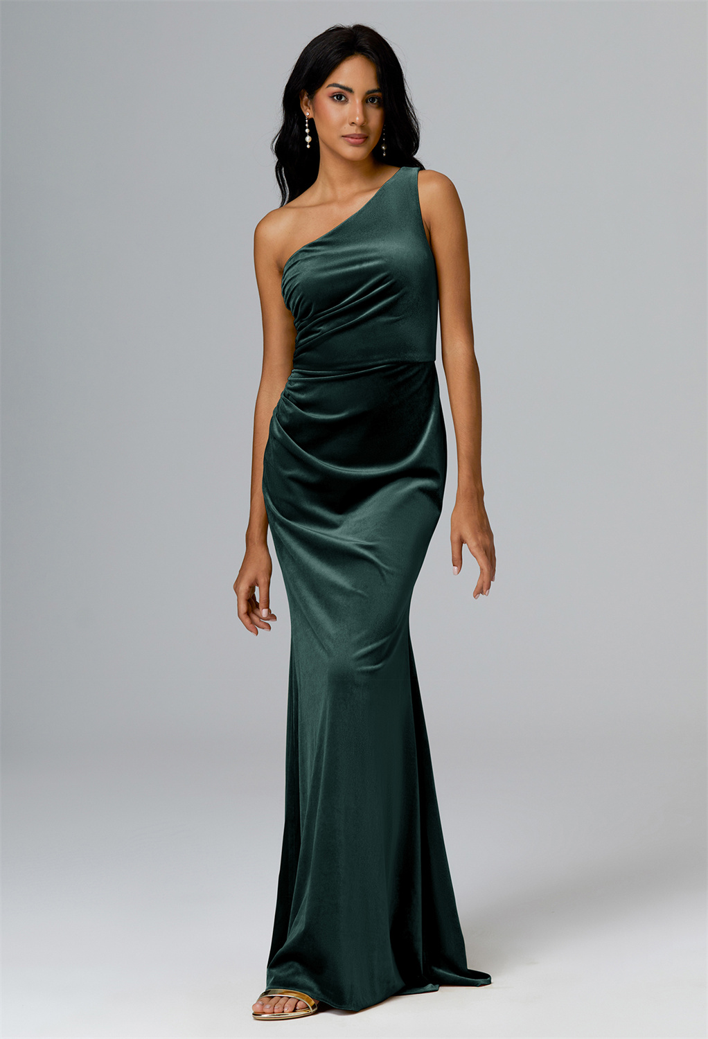 AW Eleanora Dress, Black Velvet Floor Length Square Neckline Bridesmaid ...