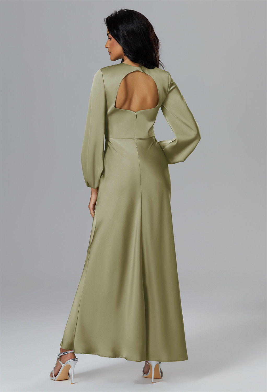 AW Loul Dress (Home Try On), Satin Charmeuse Floor Length V-Neck Home ...