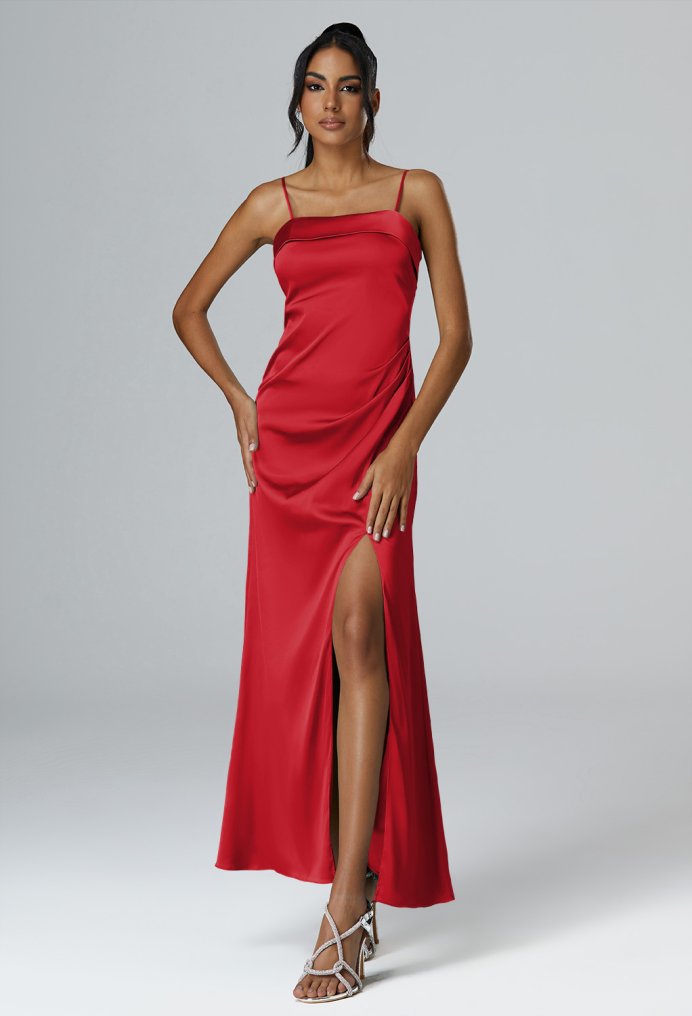 AW Asa Dress, Sage Green Crystal Satin Satin Charmeuse Tea Length ...