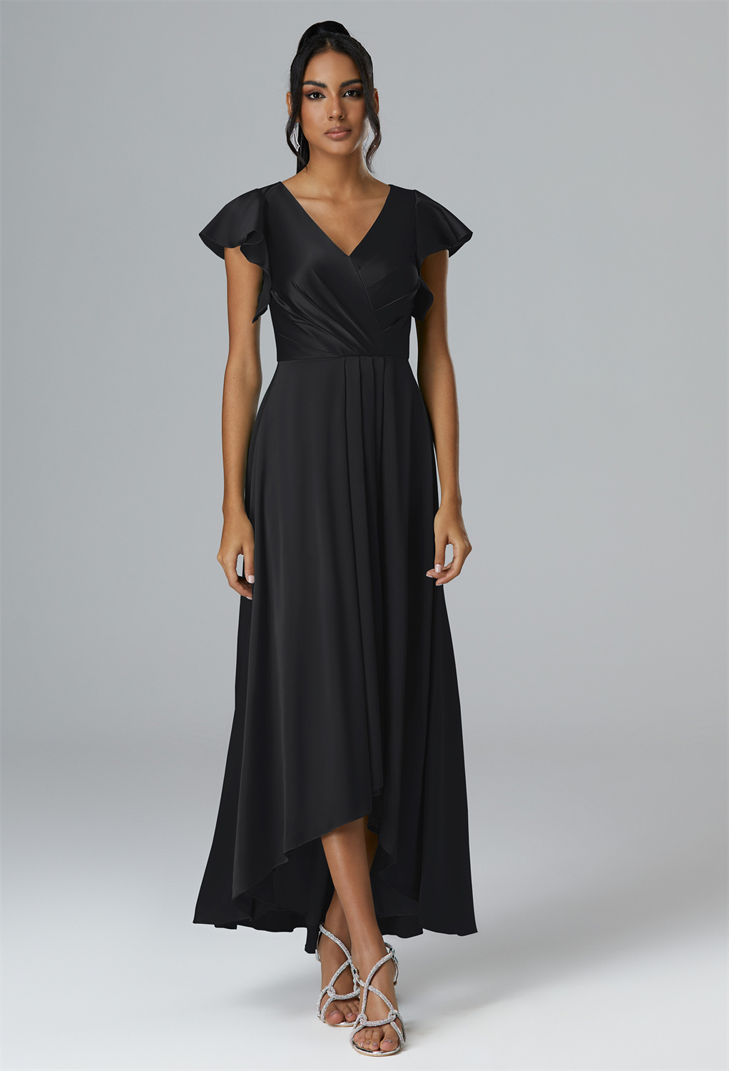 AW Dey Dress, Hunter Green Crystal Satin Satin Charmeuse Floor Length ...