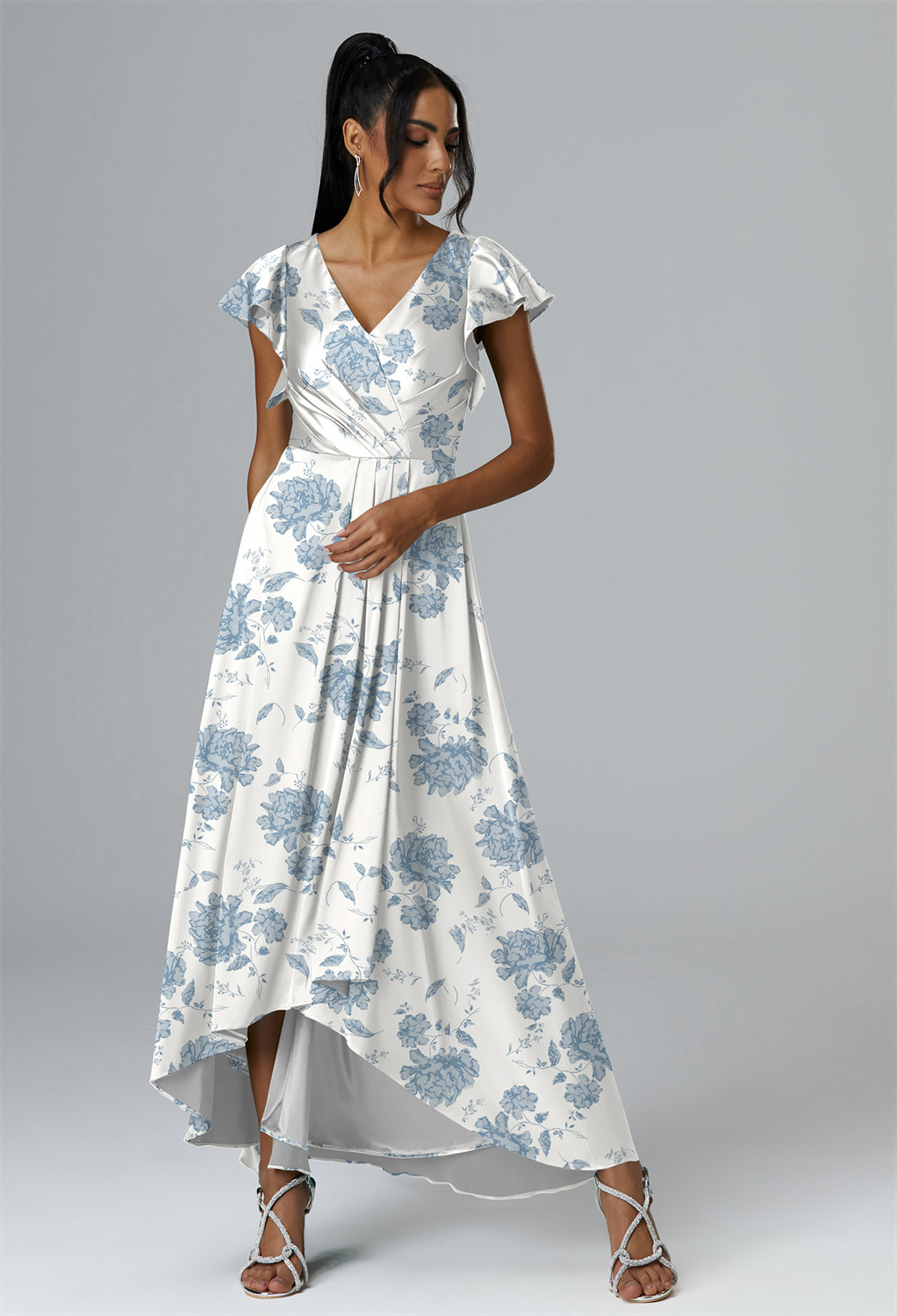 AW Maura Dress, Blushing Peonies Crystal Satin Satin Charmeuse Floor ...