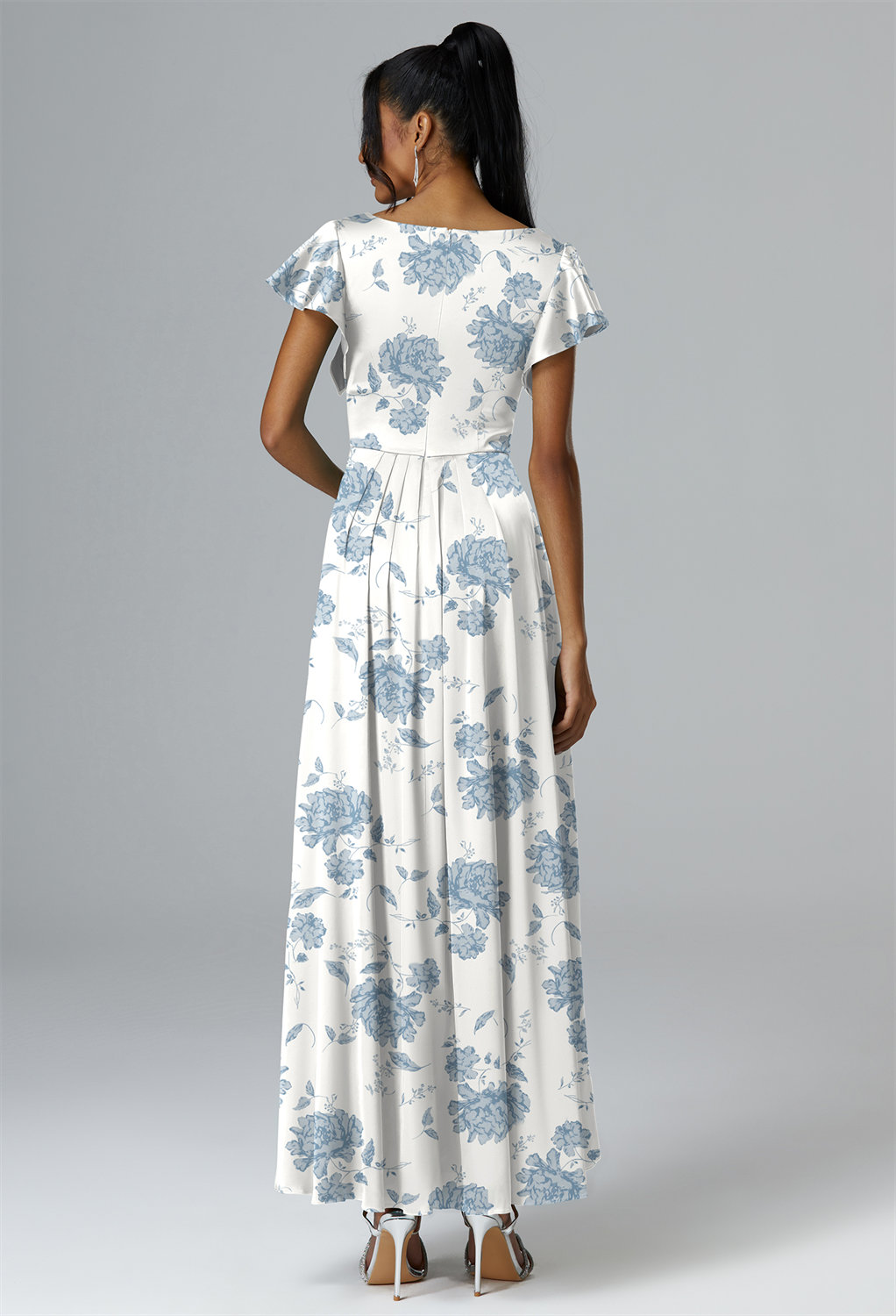 AW Maura Dress, Blushing Peonies Crystal Satin Satin Charmeuse Floor ...