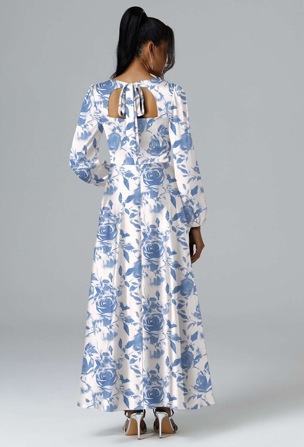 AW Maura Dress, Blushing Peonies Crystal Satin Satin Charmeuse Floor ...