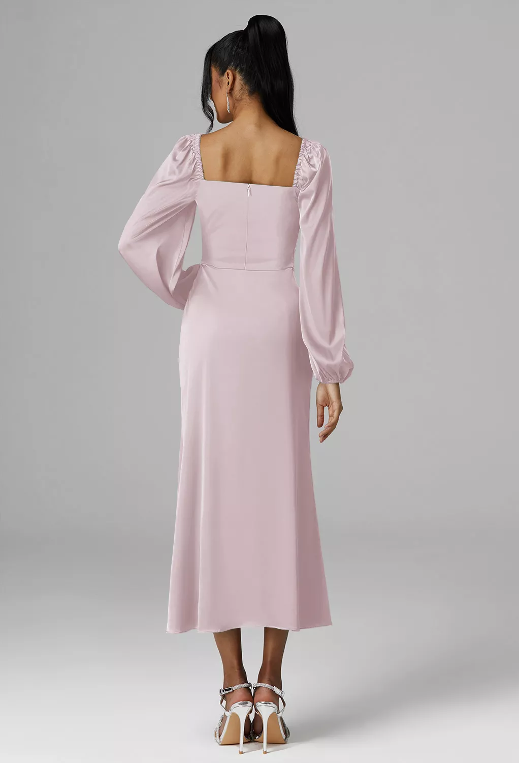 AW Energico Dress, Light Gold Crystal Satin Satin Charmeuse Floor ...
