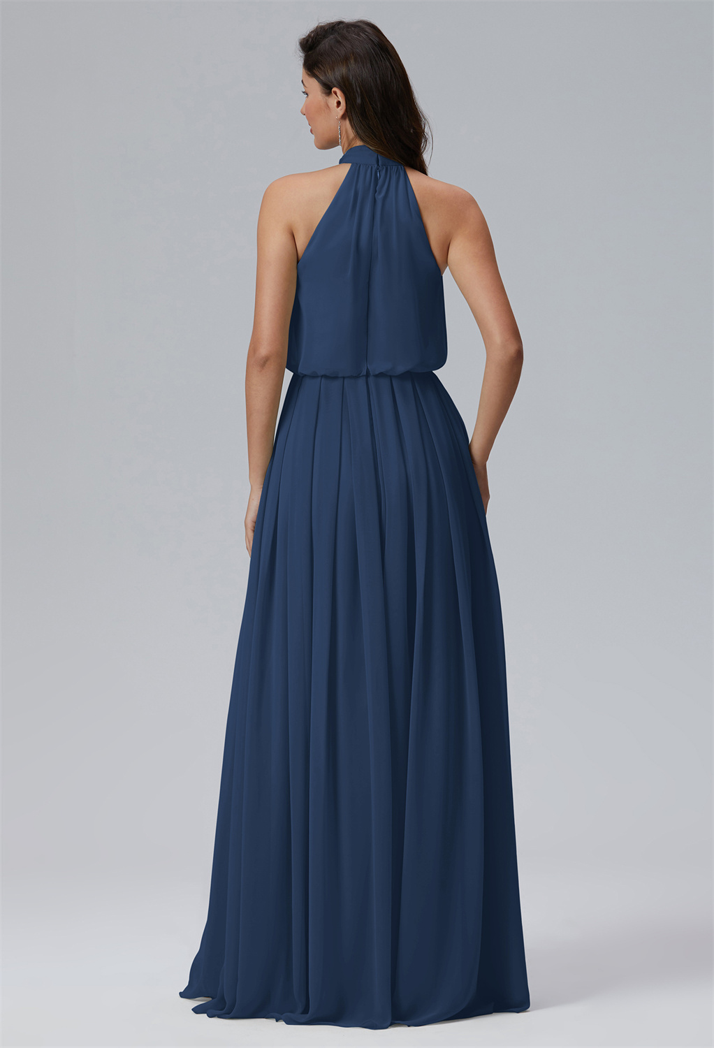 AW Renata Dress, Ivory Chiffon Floor Length Halter Neckline Bridesmaid Dresses | AW.Bridal