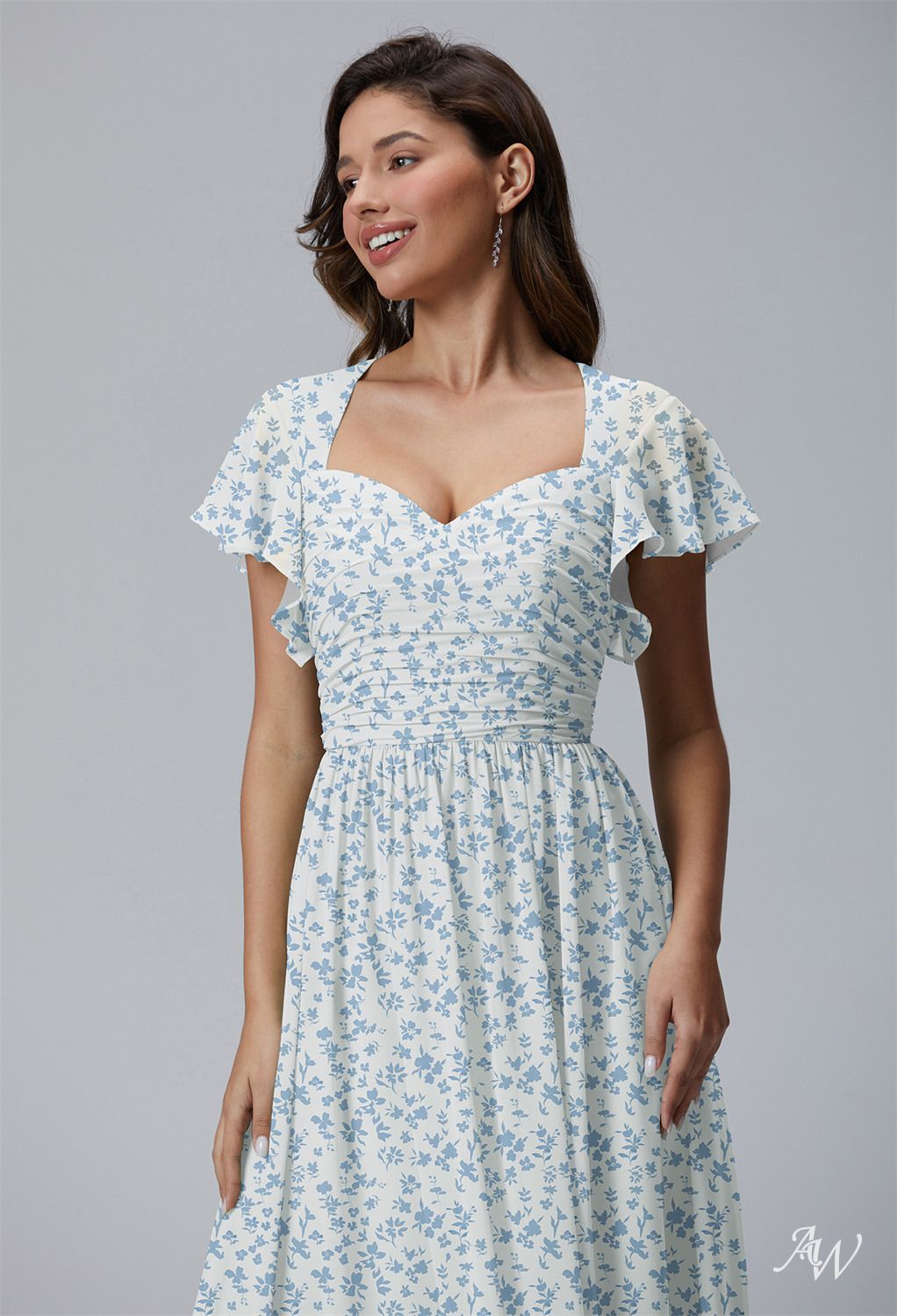 AW Dulcimer Dress, Tea Green Shade Chiffon Floor Length Sweetheart Neckline Bridesmaid Dresses ...