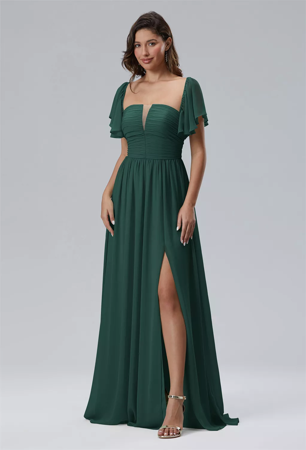 AW Demeter Dress, Ivory Chiffon Floor Length Off the Shoulder ...