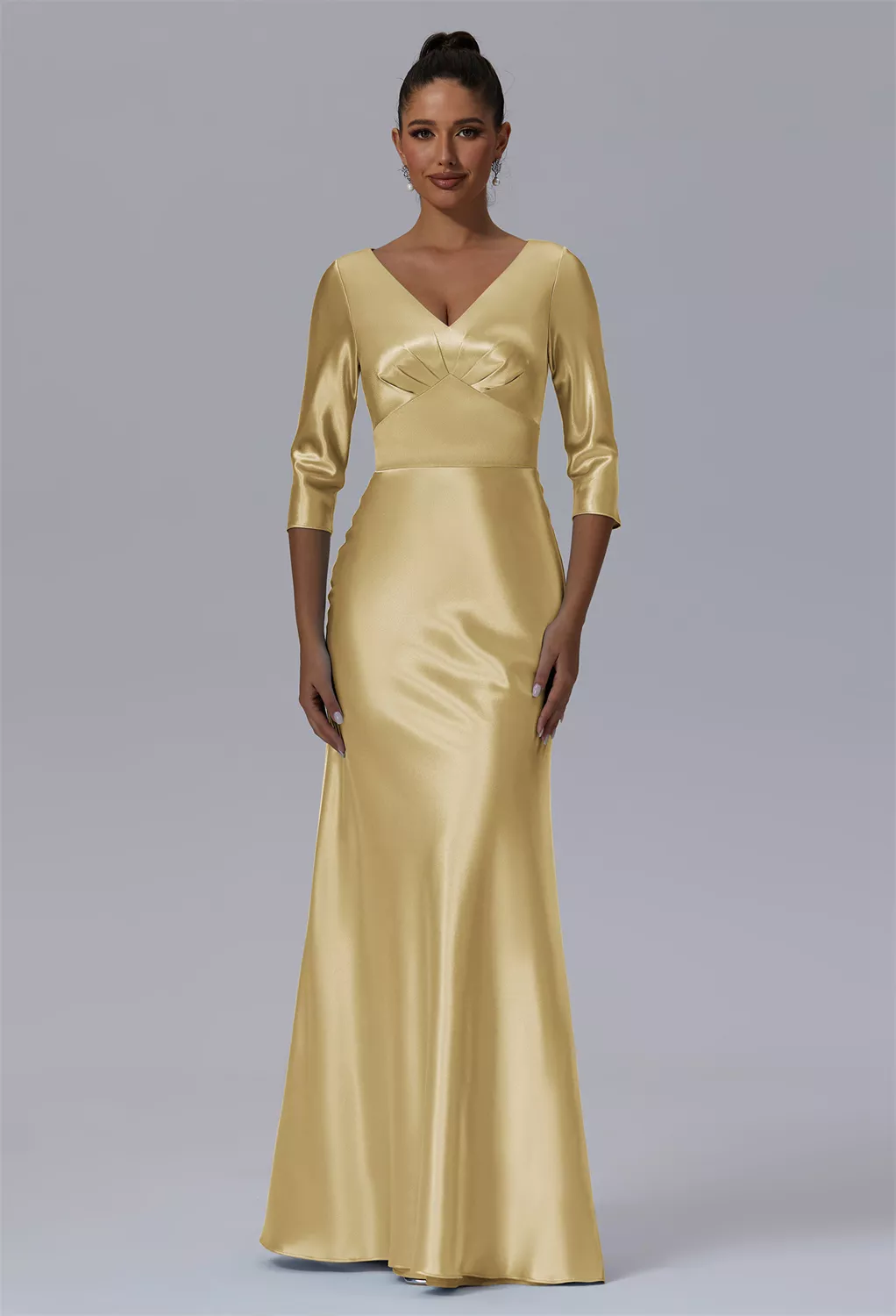 AW Mugwort Dress, Green Olive Crystal Satin Satin Charmeuse Ankle ...