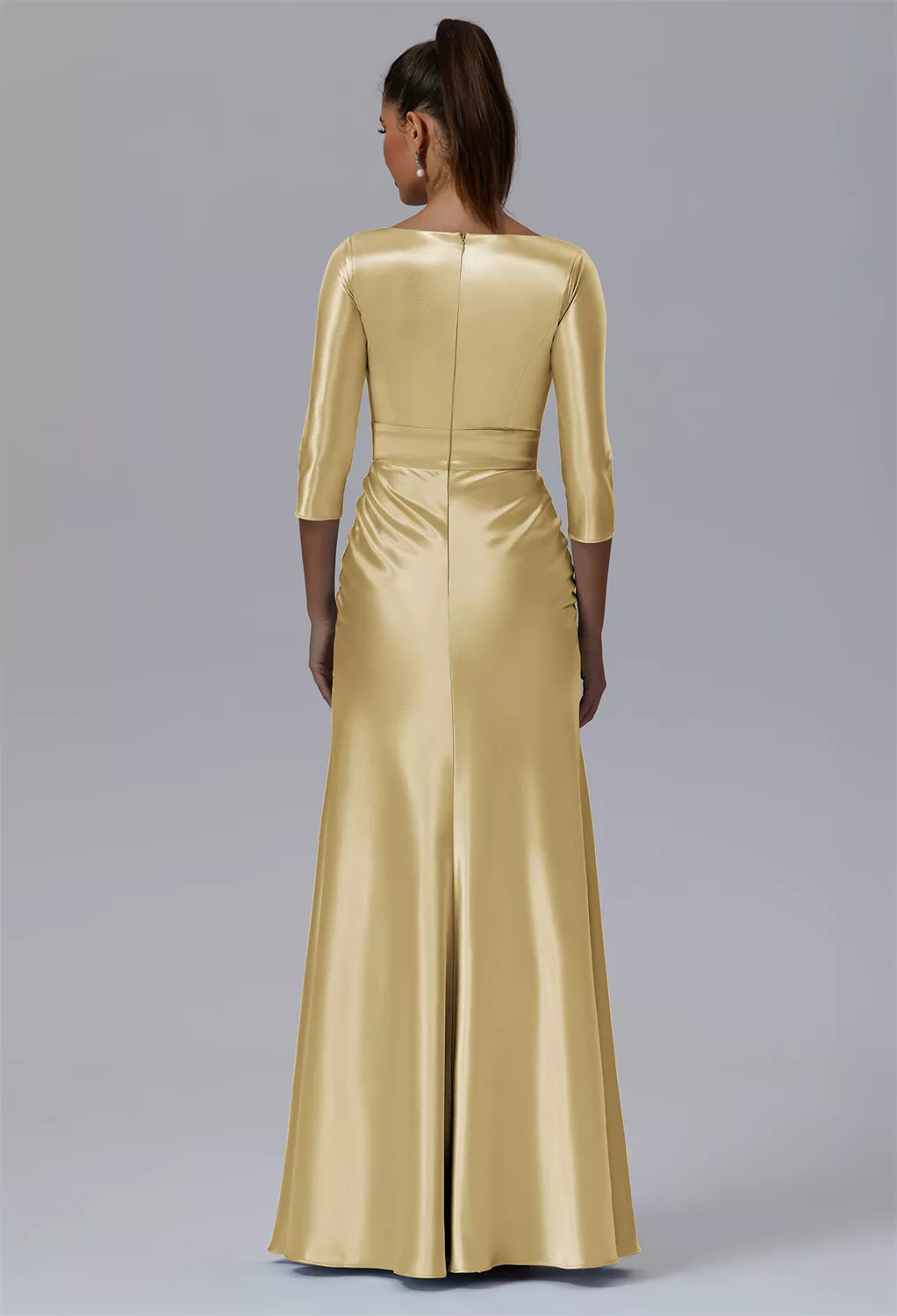 AW Mugwort Dress, Green Olive Crystal Satin Satin Charmeuse Ankle ...