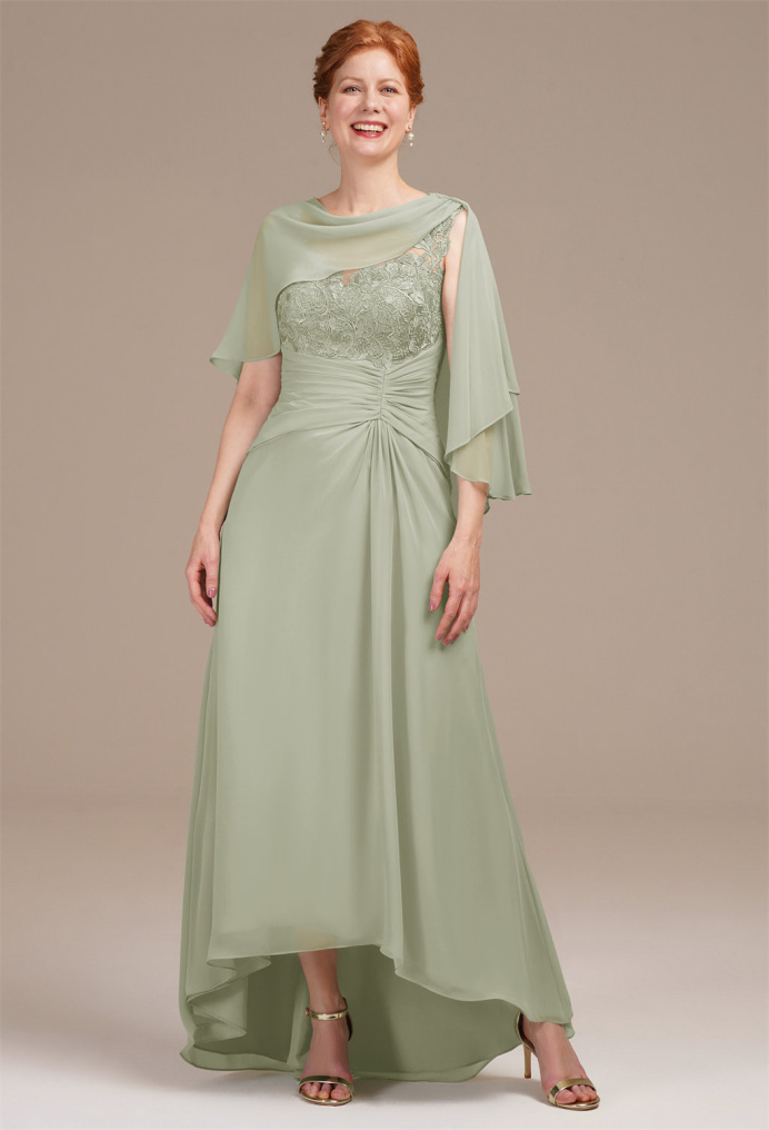 AW Seraphina Dress, Dusty Rose Chiffon Lace Floor Length Bateau ...